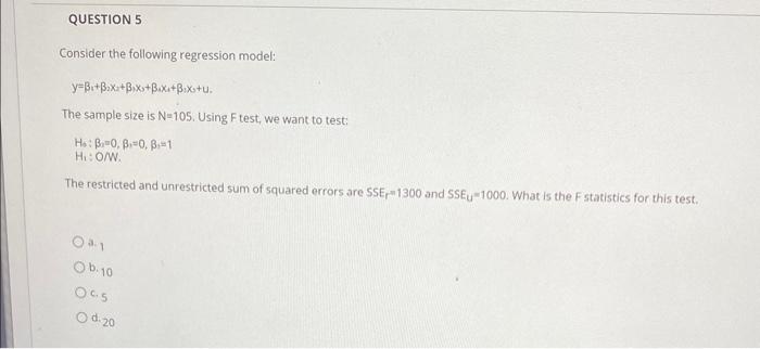 Solved Consider the following regression model: | Chegg.com
