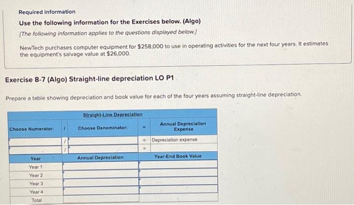 Solved Required information Use the following information | Chegg.com
