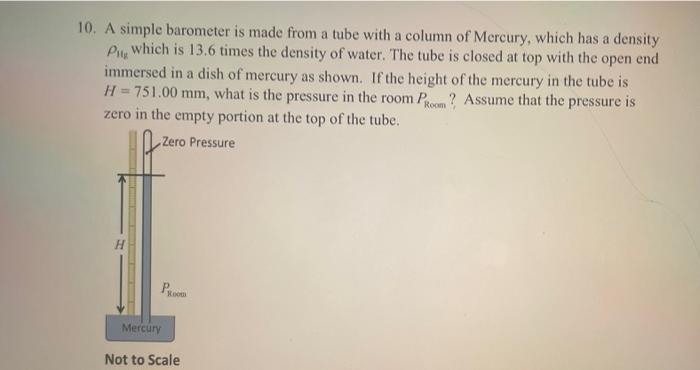 Solved 0. A simple barometer is made from a tube with a | Chegg.com