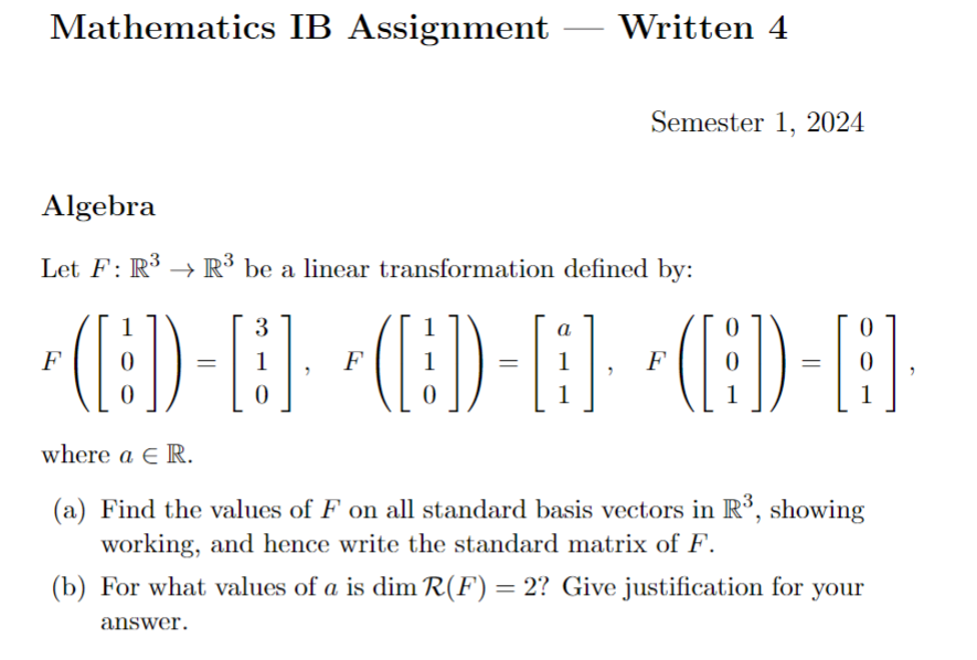Mathematics IB Assignment — ﻿Written 4Semester | Chegg.com