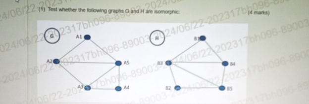Solved (1) ﻿Test whether the following graphs O ﻿and H ﻿are | Chegg.com