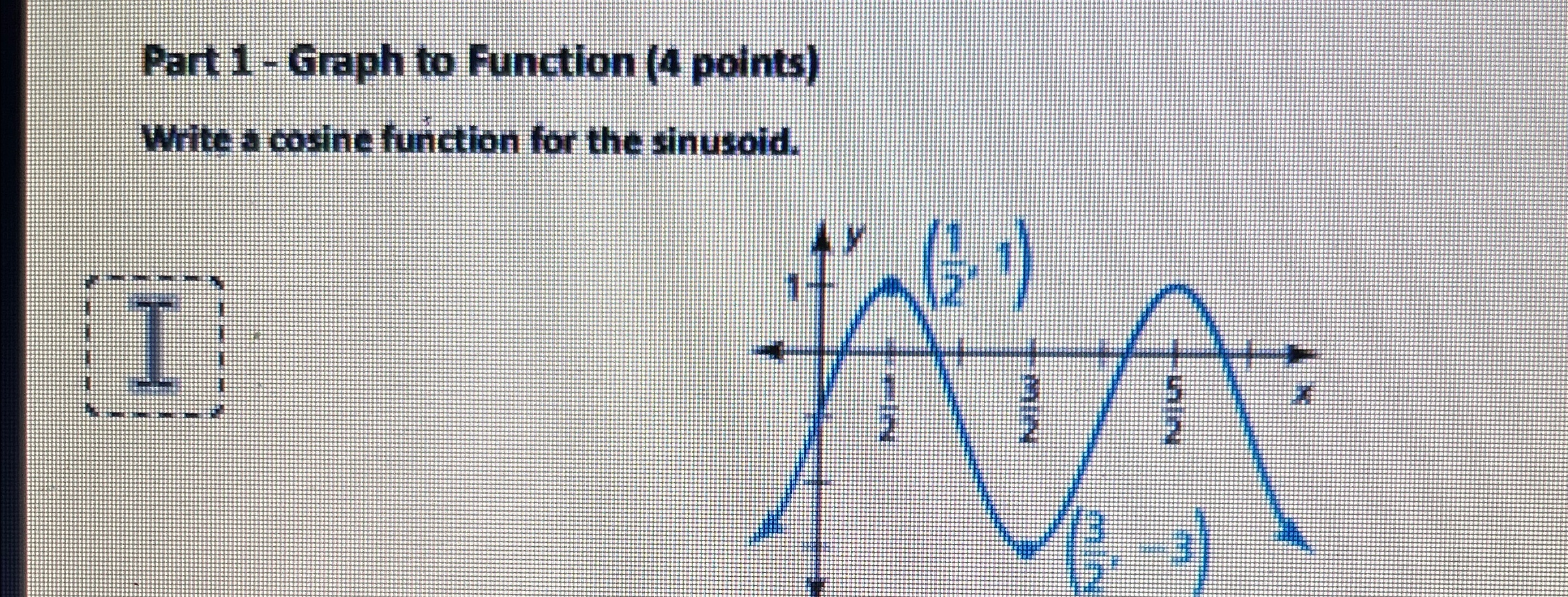 Solved Part 1 - ﻿Graph to Function (4 ﻿points)Write a cosine | Chegg.com