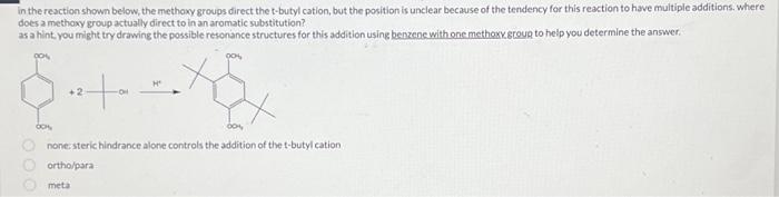 Solved in the reaction shown below, the methoxy groups | Chegg.com