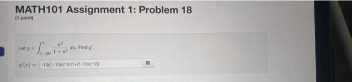 Solved MATH101 Assignment 1: Problem 18 (1 point) | Chegg.com