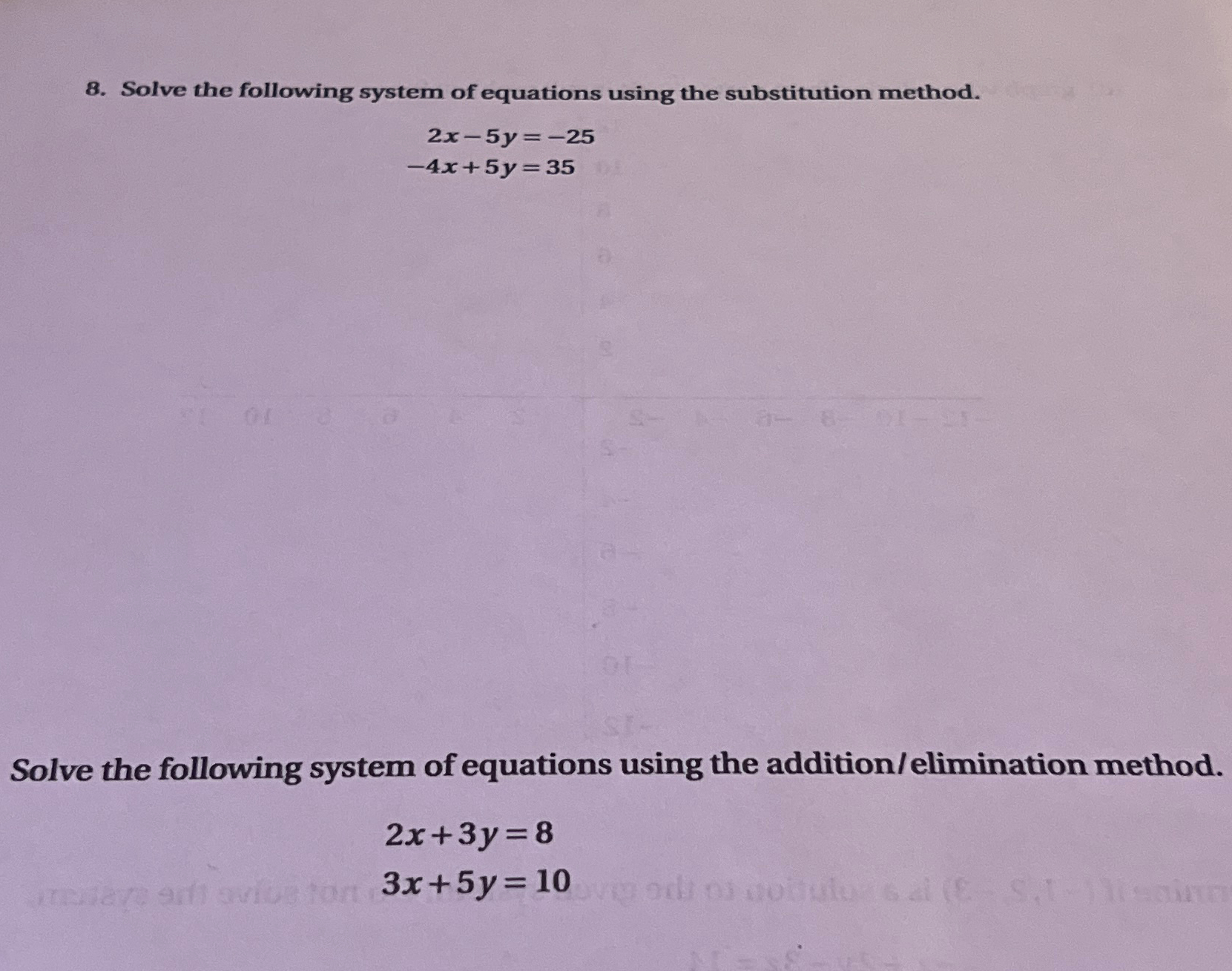 Solved Solve the following system of equations using the | Chegg.com