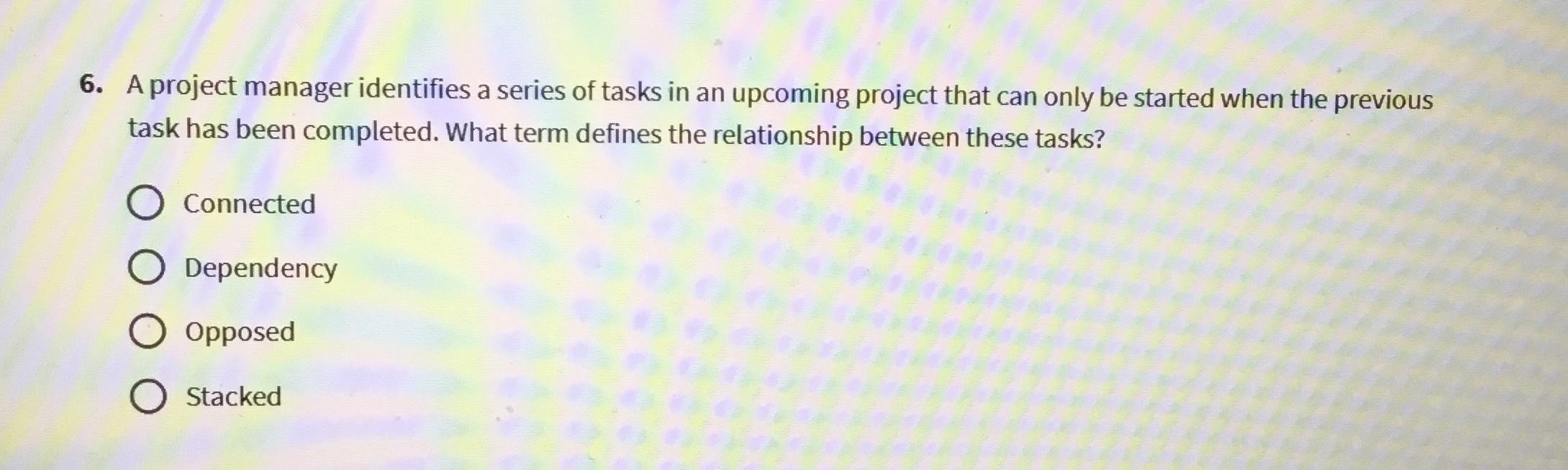 Solved A project manager identifies a series of tasks in an | Chegg.com