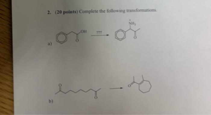 Solved 2. (20 points) Complete the following | Chegg.com
