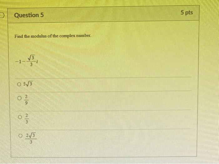 Solved Find the modulus of the complex number. −1−33i 53 92 | Chegg.com