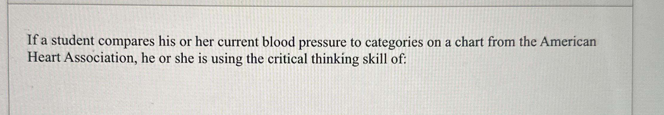 Solved If a student compares his or her current blood | Chegg.com