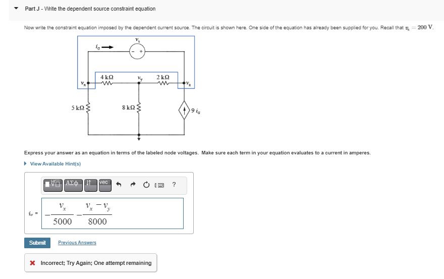 Solved Part J - ﻿Write the dependent source constraint | Chegg.com