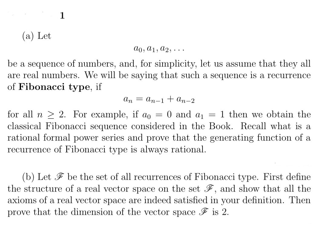 Solved 1(a) ﻿Leta0,a1,a2,dotsbe a sequence of numbers, and, | Chegg.com
