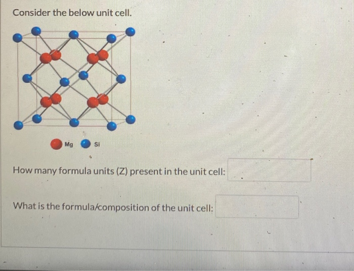 Solved Consider the below unit cell. Mg si How many formula | Chegg.com