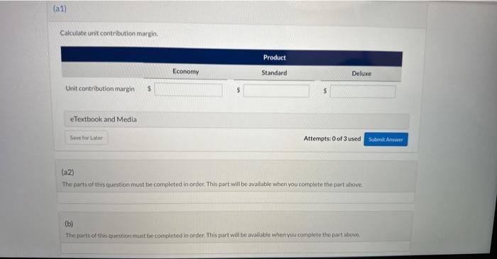 Solved Oriole Industries manufactures and sells three | Chegg.com