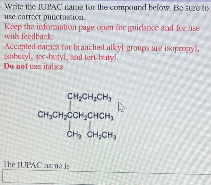 Solved [Review Topics] [References] Write the IUPAC name for | Chegg.com