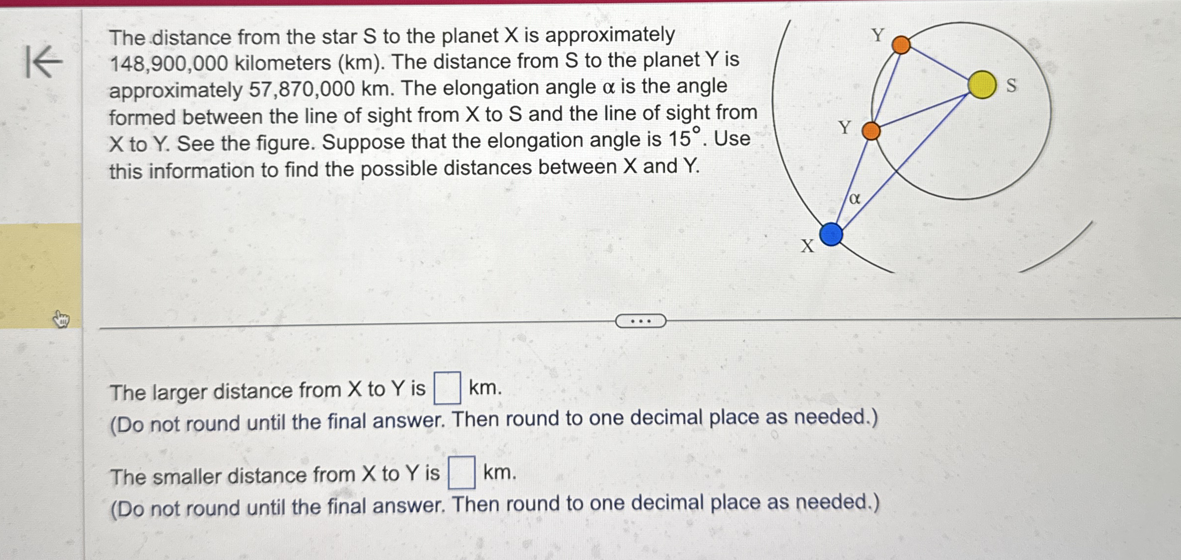 Solved The distance from the star S to the planet X is | Chegg.com