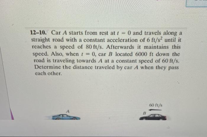 Solved 12-10. Car A starts from rest at O and travels along | Chegg.com