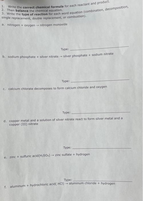 Solved 1. Write the correct chemical formula for each | Chegg.com