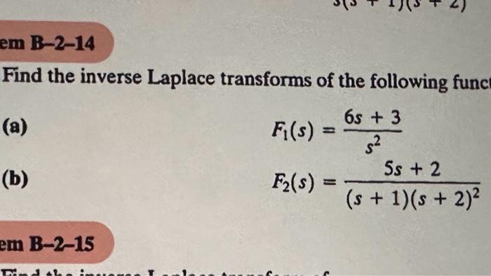 em B-2-14 Find the inverse Laplace transforms of the | Chegg.com