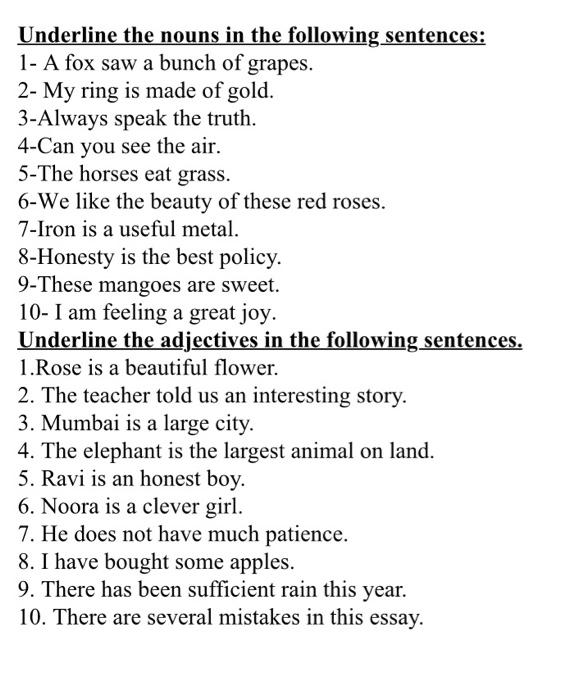 Solved Underline the nouns in the following sentences: 1- A | Chegg.com