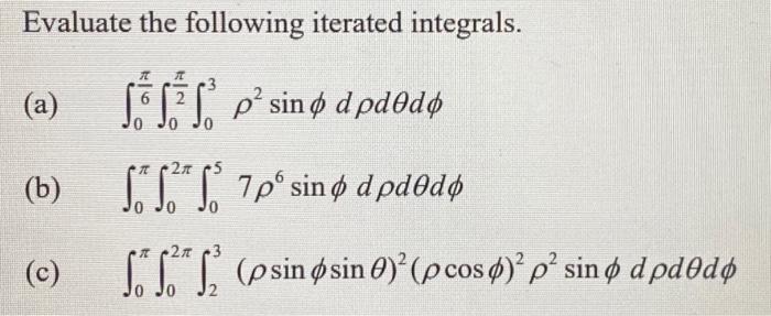 Solved Evaluate the following iterated integrals. (a) | Chegg.com