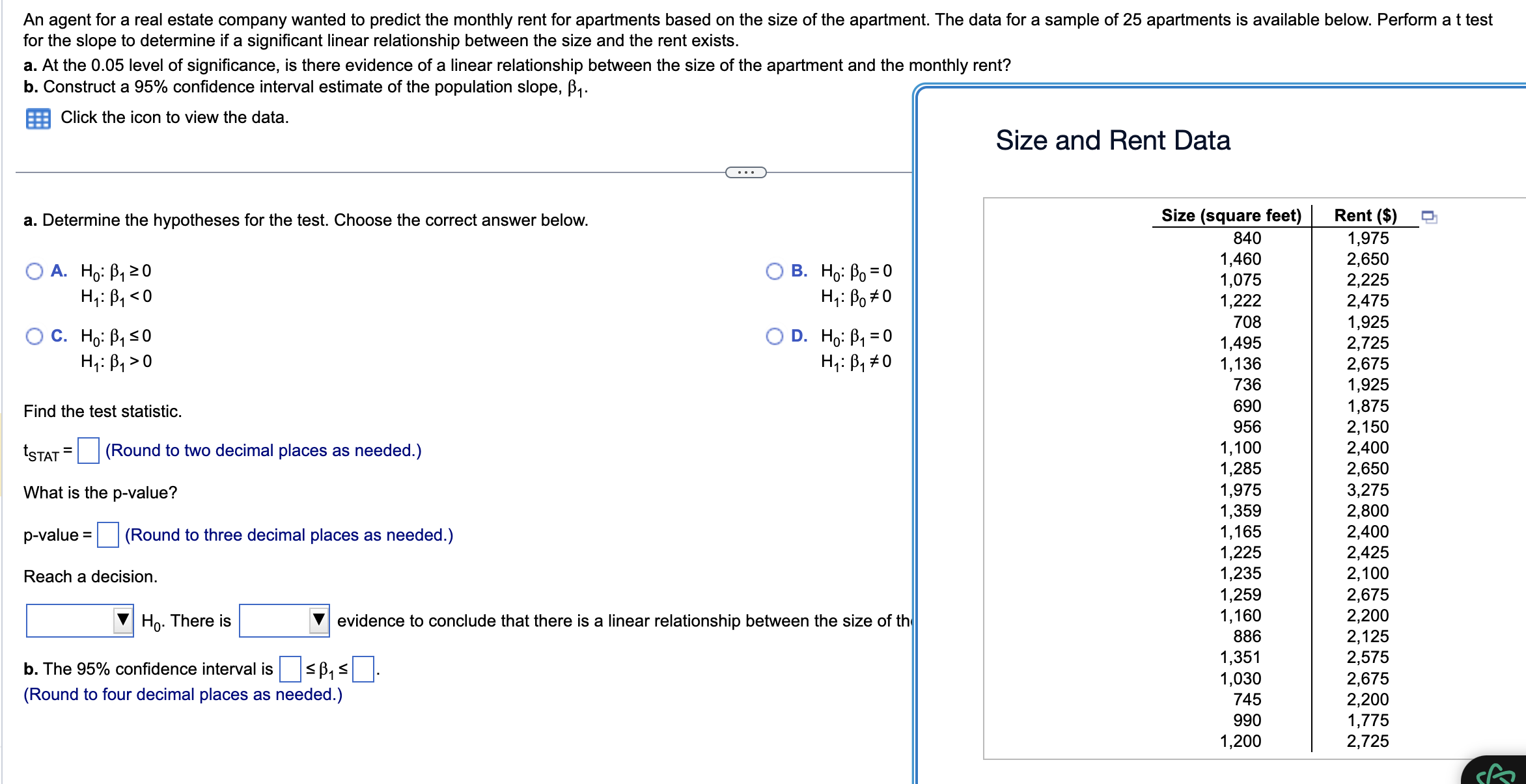 Solved for the slope to determine if a significant linear | Chegg.com