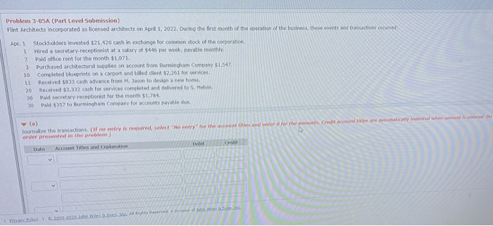 Solved Problem 3-05A (Part Level Submission) Flint | Chegg.com