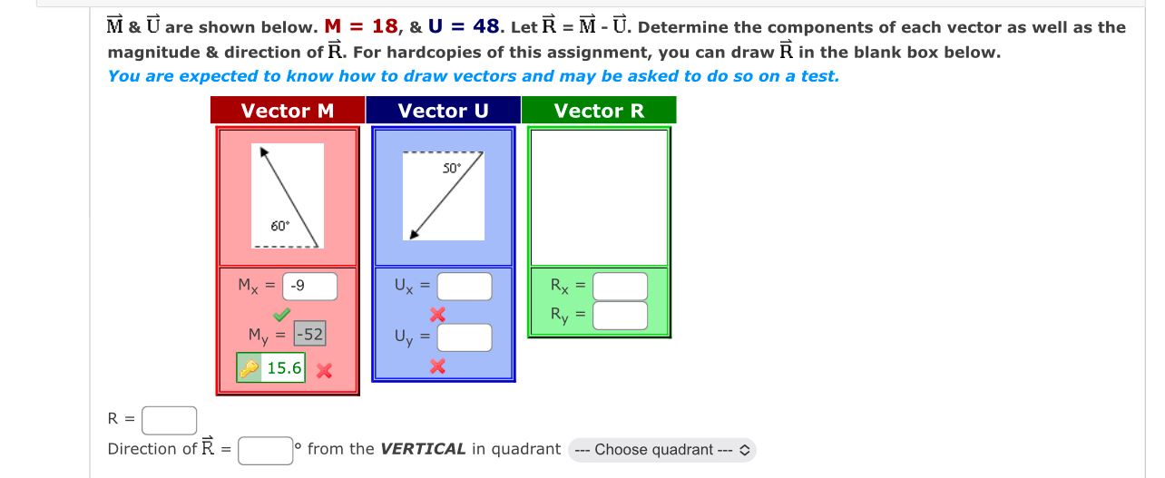 Solved vec(M)&vec(U) ﻿are shown below. M=18,&U=48. ﻿Let | Chegg.com