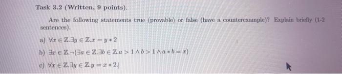 Task 3.2 (Written, 9 points). Are the following | Chegg.com