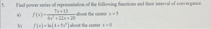 Solved Find power series of representation of the following | Chegg.com