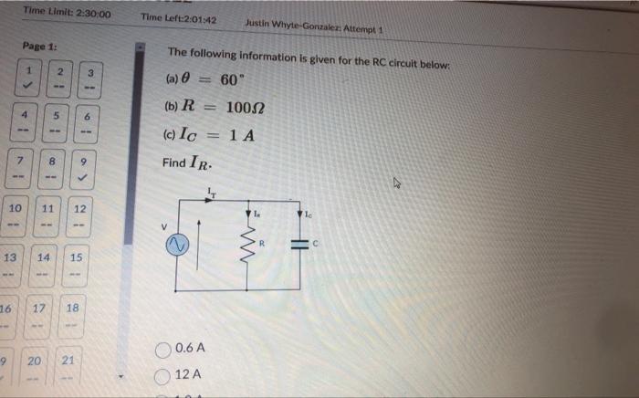 Solved The following information is given for the RC circuit | Chegg.com