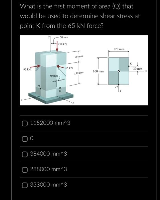 Solved What is the first moment of area (Q) that | Chegg.com