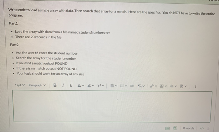 Solved Write Code To Load A Single Array With Data Then 6061