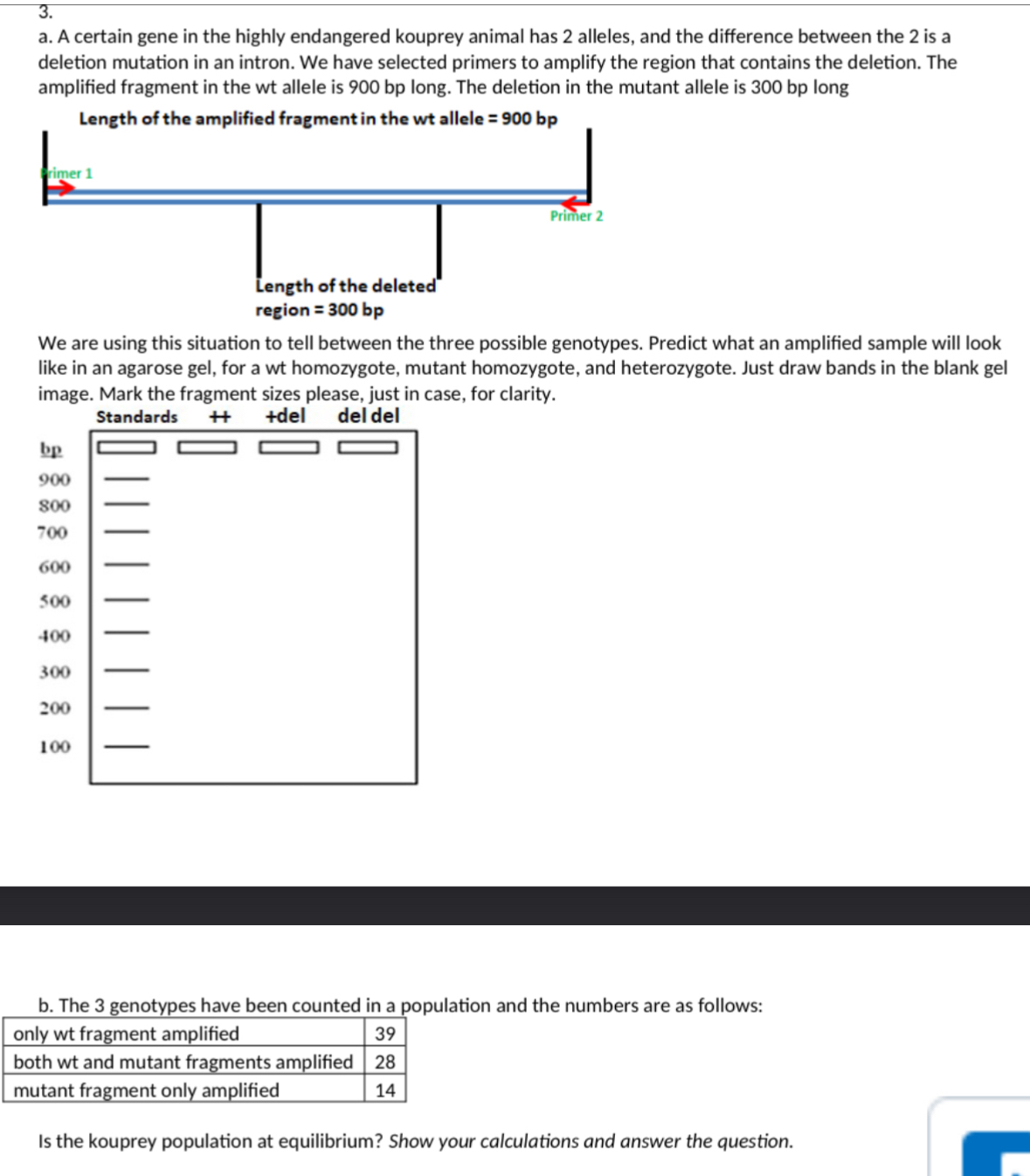 Solved a. ﻿A certain gene in the highly endangered kouprey | Chegg.com