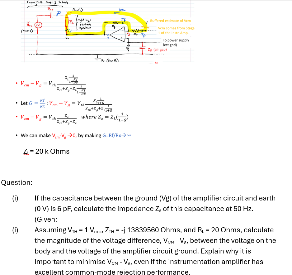 Solved Question:(i) ﻿If the capacitance between the ground | Chegg.com
