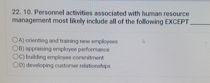 Solved Personnel activities associated with human resource | Chegg.com