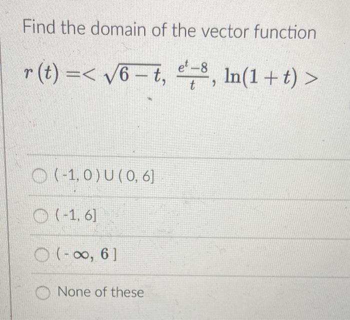 Solved Find the domain of the vector function | Chegg.com