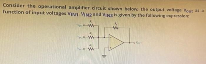 Solved Consider the operational amplifier circuit shown | Chegg.com