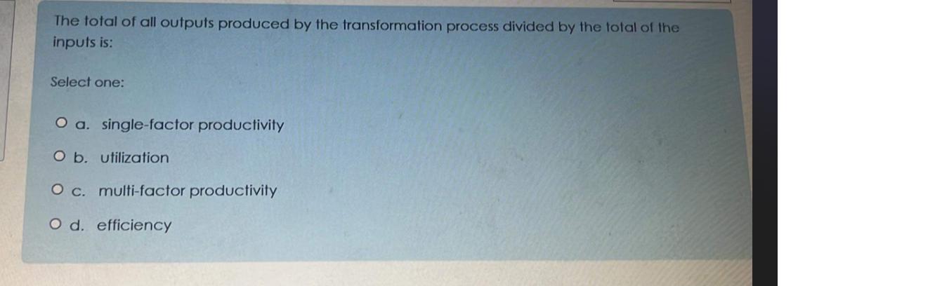 Solved The total of all outputs produced by the | Chegg.com