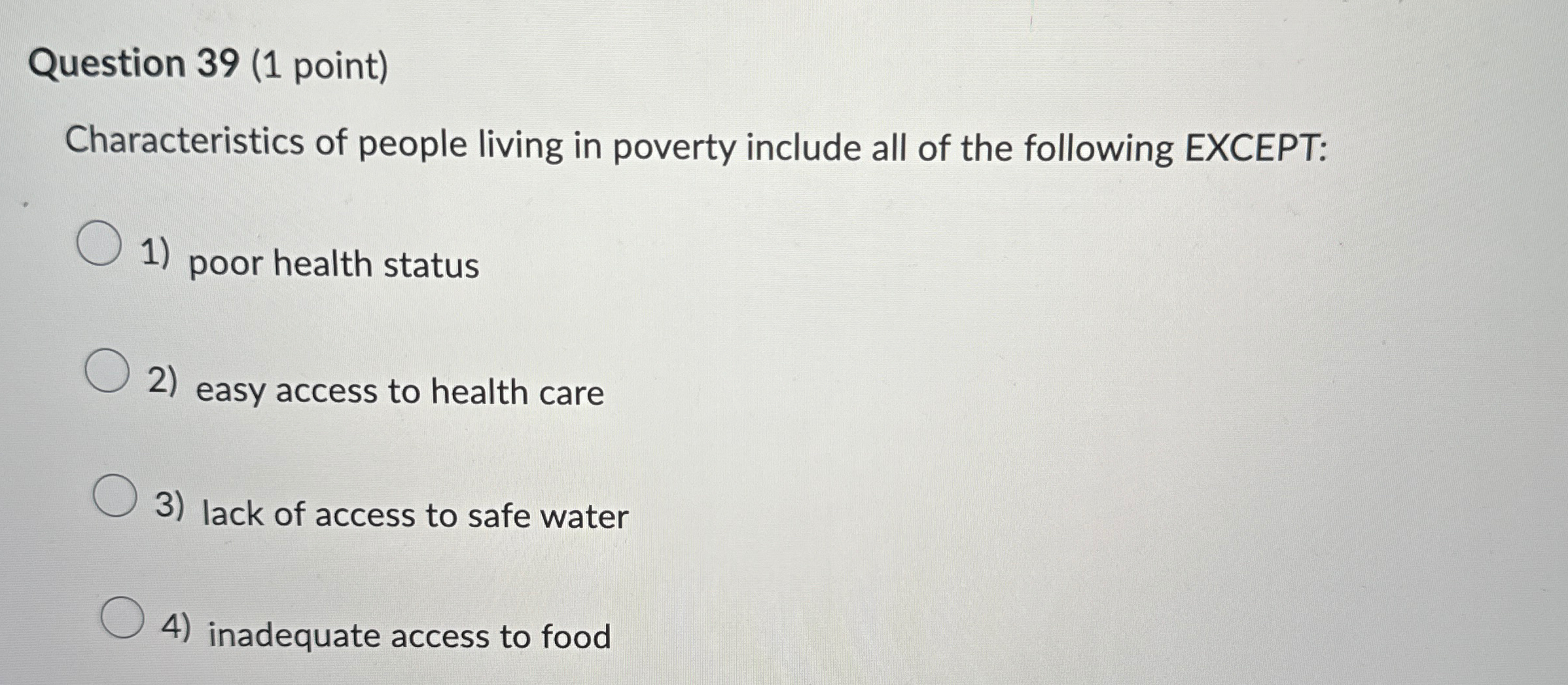 Solved Question 39 (1 point)Characteristics of people | Chegg.com Solved Question 39 (1 point)Characteristics of people | Chegg.com