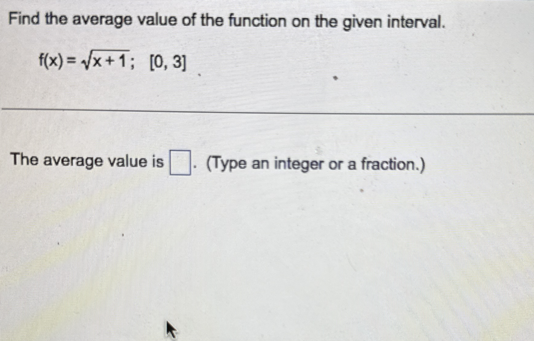 Solved Find the average value of the function on the given | Chegg.com