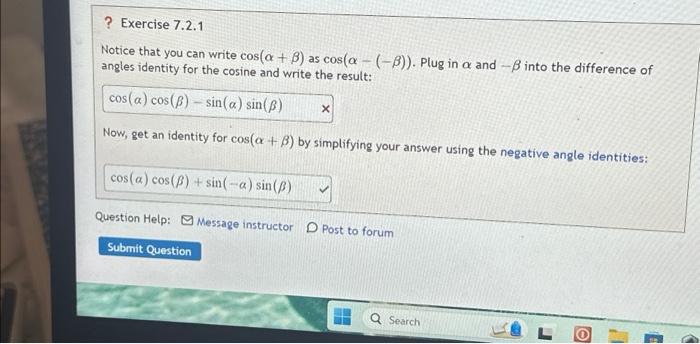 Solved Exercise 7 2 1 Notice That You Can Write Cos A B