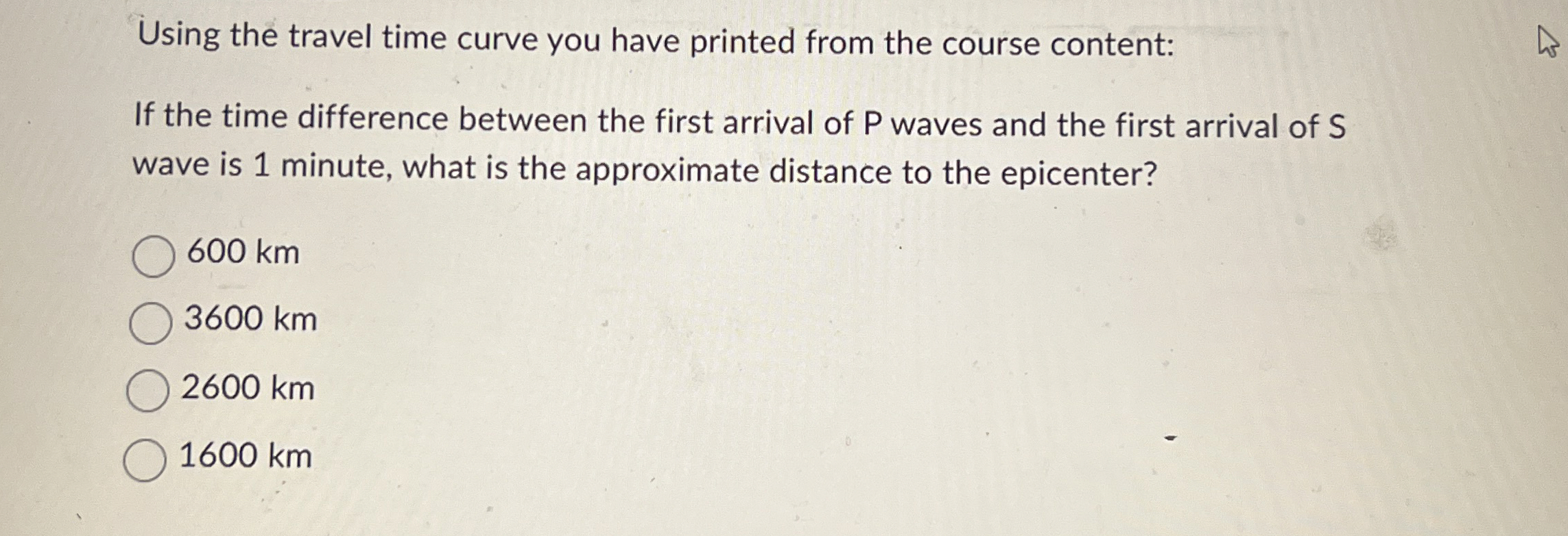 Solved Using the travel time curve you have printed from the | Chegg.com