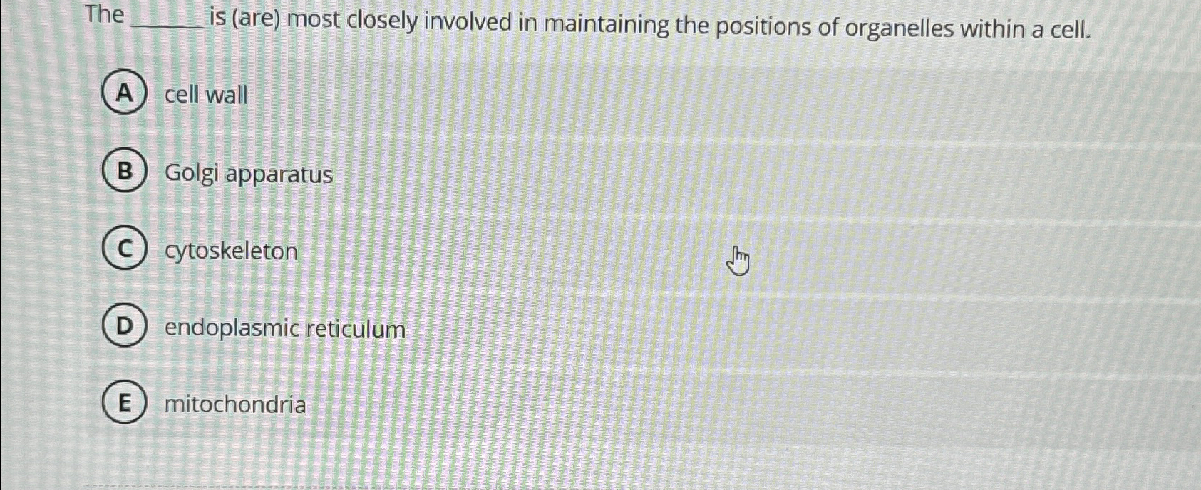 Solved The is (are) ﻿most closely involved in maintaining | Chegg.com