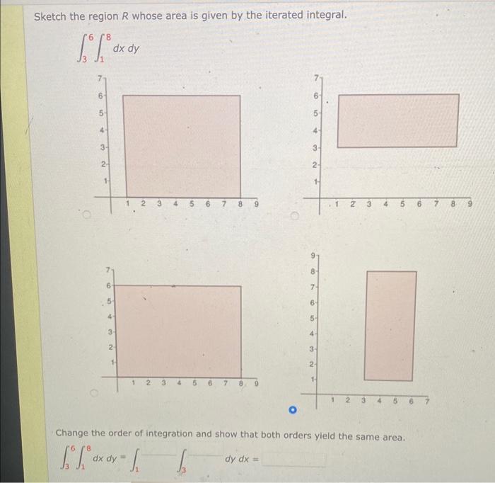 Solved Sketch the region R whose area is given by the | Chegg.com