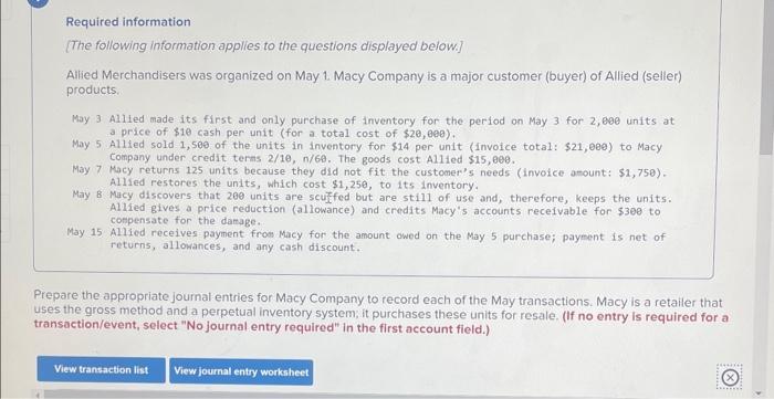 Solved Prepare the appropriate journal entries for Macy | Chegg.com Solved Prepare the appropriate journal entries for Macy | Chegg.com