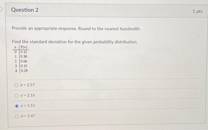 Solved σ=2.57 σ=2.16 σ=1.51 σ=1.47 | Chegg.com