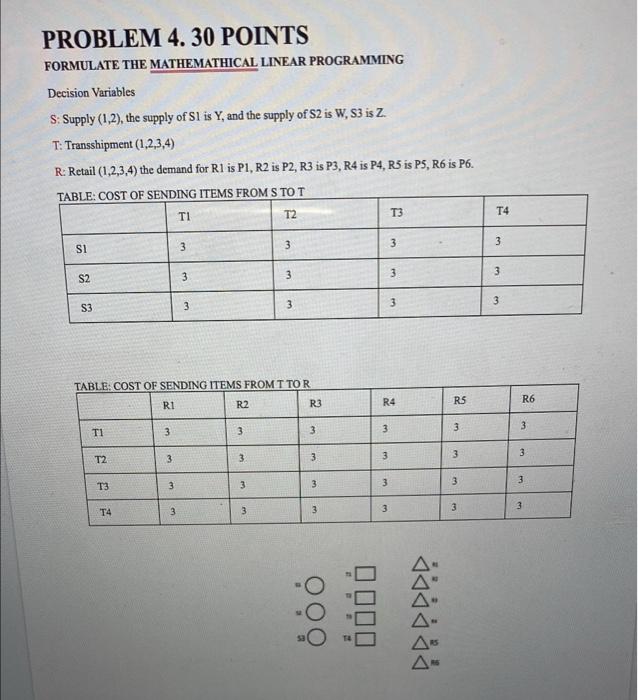 Solved PROBLEM 4.30 POINTS FORMULATE THE MATHEMATHICAL | Chegg.com