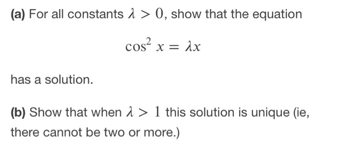 Solved (a) For all constants 2 > 0, show that the equation | Chegg.com