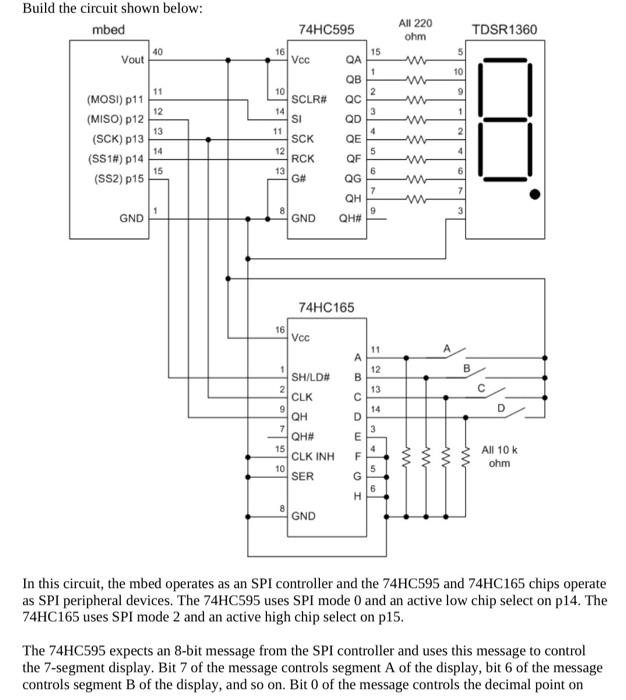 Solved Build the circuit shown below: mbed 40 Vout 74HC595 | Chegg.com