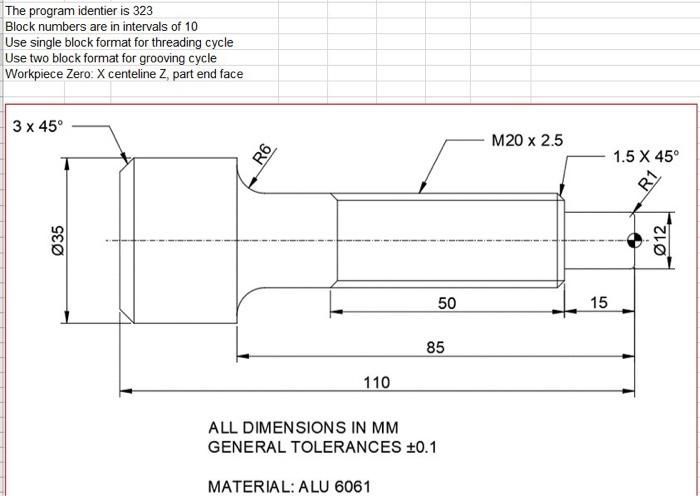 Solved Write a CNC lathe program to machine the part as give | Chegg.com